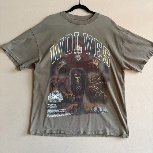 Dare Sport Wolves Forever Graphic Tee Oversized Streetwear Brown L Goth ...