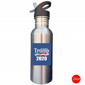 Trump For President 2020 20oz SILVER Stainless Steel Sport Water Bottle ...