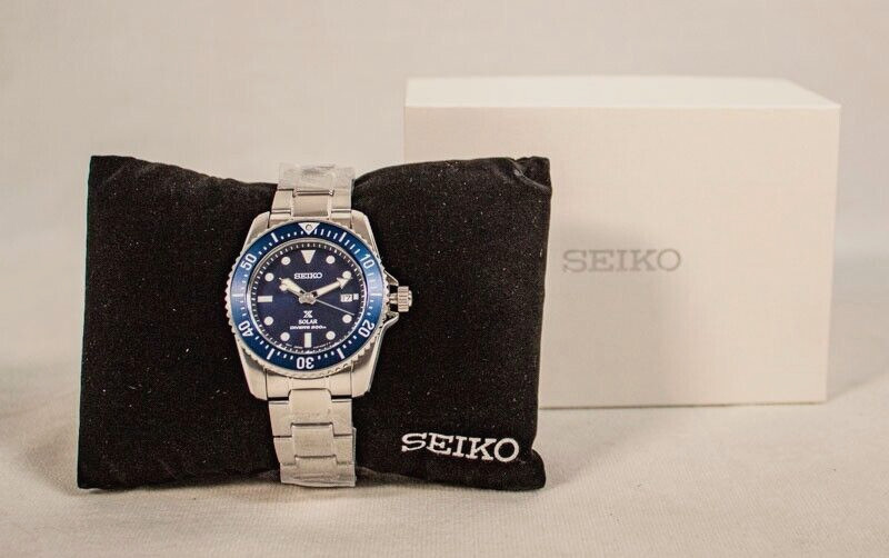SEIKO SNE585 38mm Prospex Solar Dive Watch Blue Dial / Stainless Steel Band