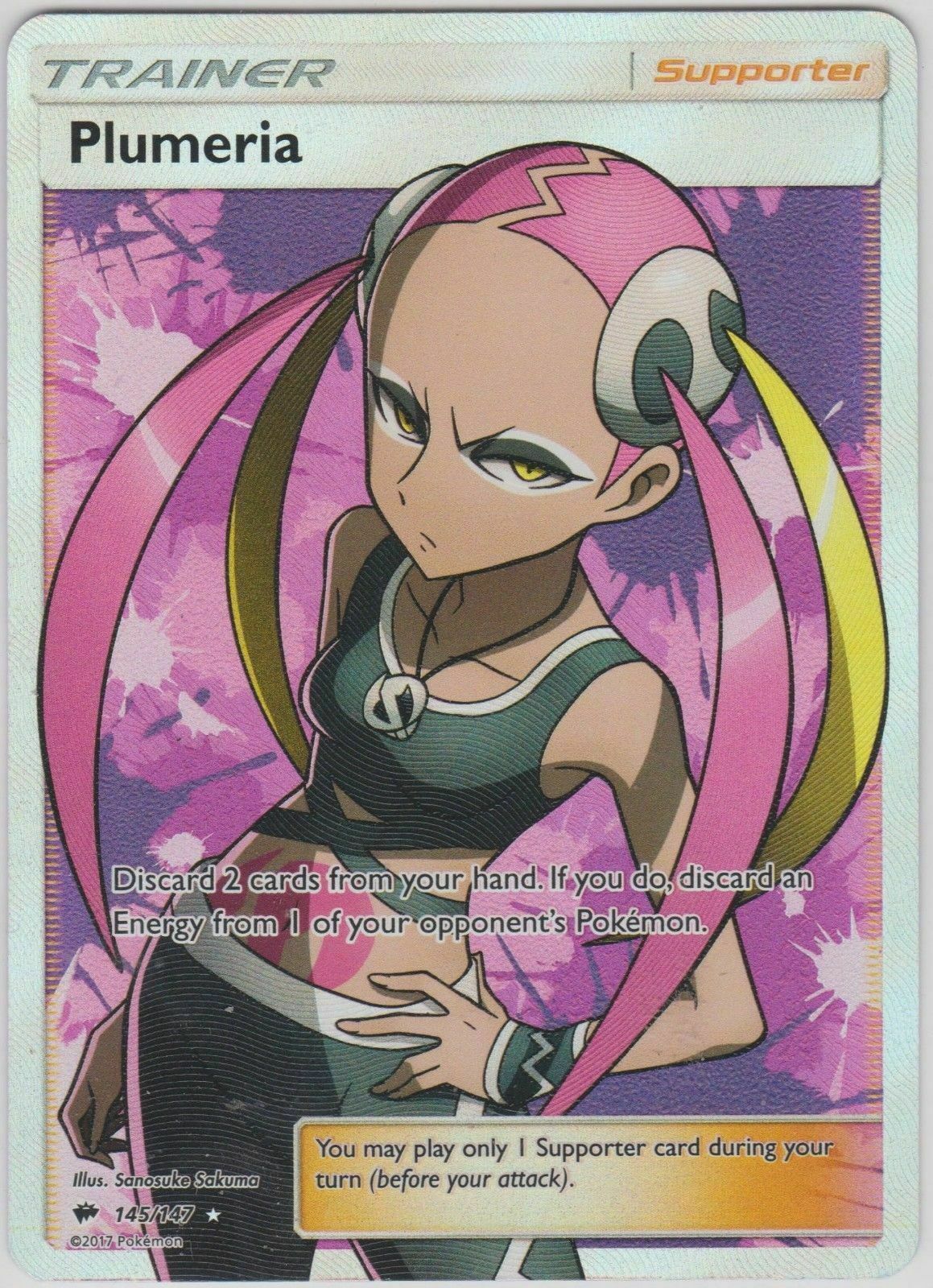 FULL ART Plumeria ULTRA RARE 145/147 Pokemon Burning Shadows Holo ...