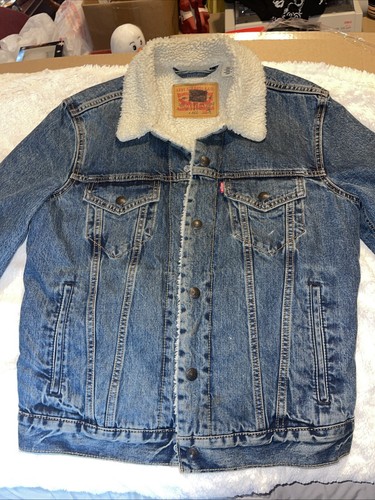 Levis Jean Jacket Mens Small Blue Denim Type Sherpa Original Trucker ...