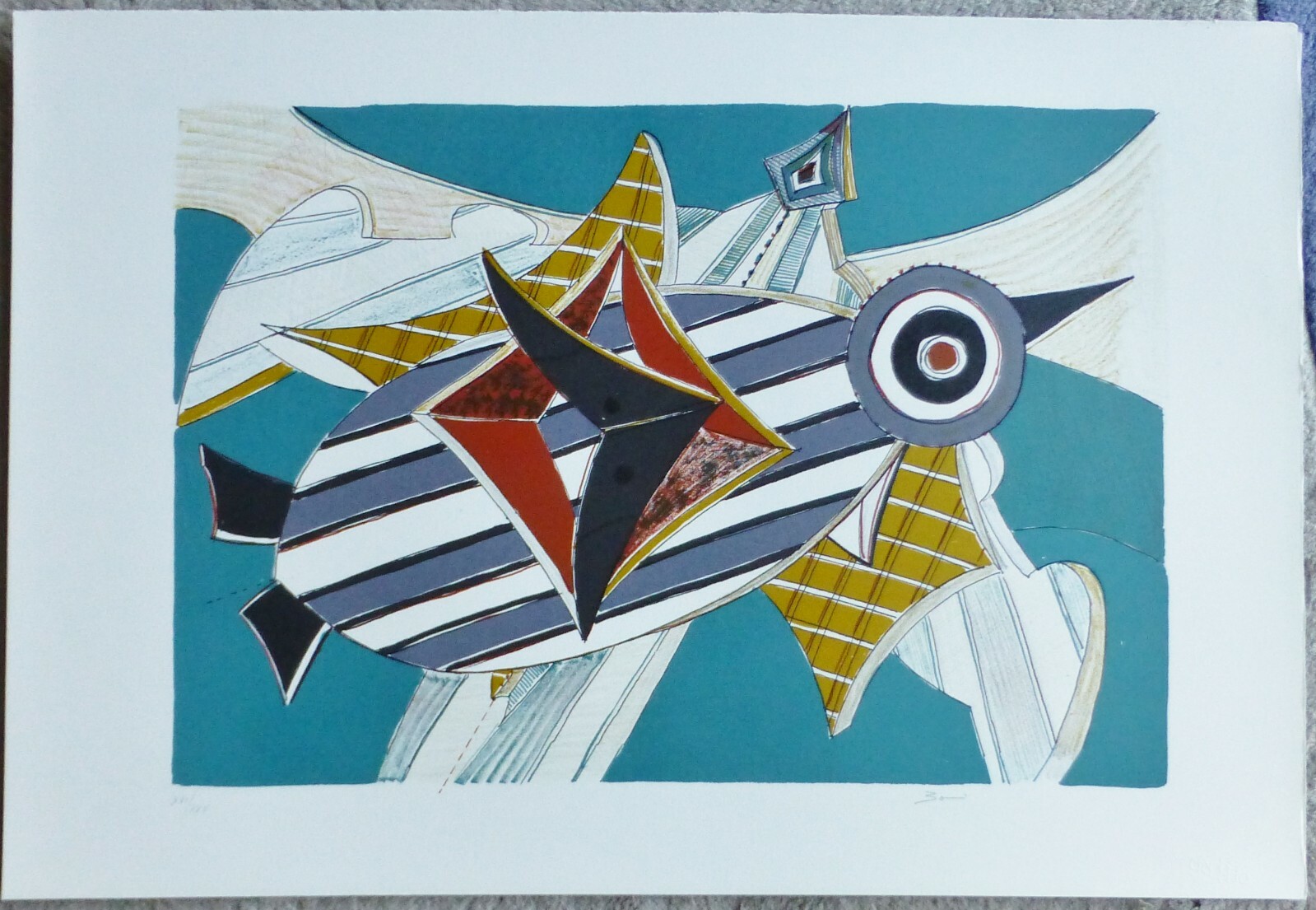 PAOLO BONI " Composition " HAND SIGNED Limited Edition Lithograph ...