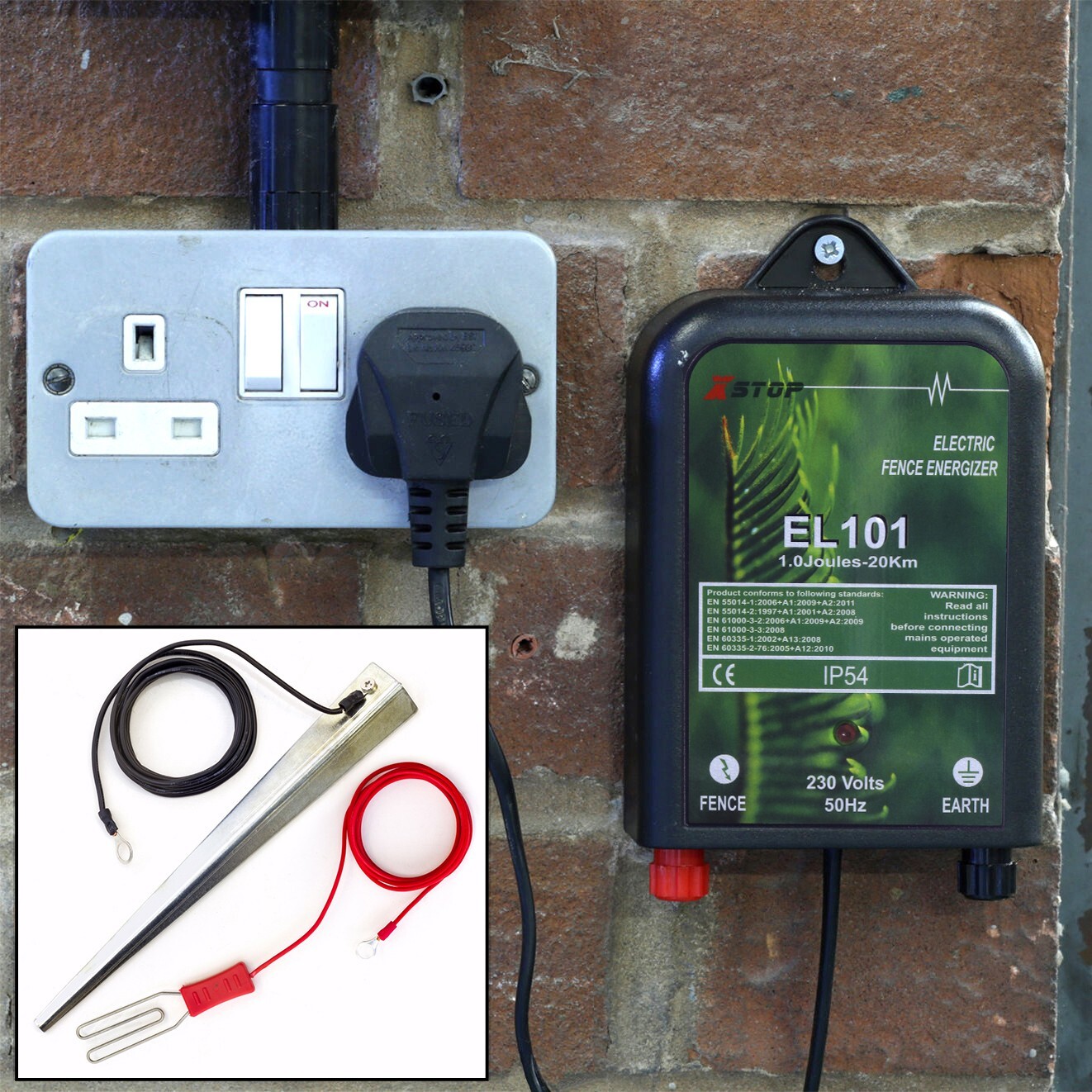 Mains Electric Fence Energiser Unit 20 km 1J 230V High Power Stake ...