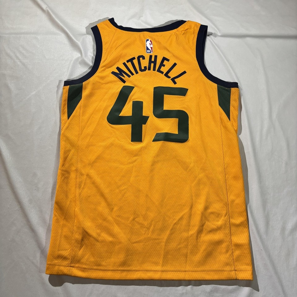 Utah Jazz Jersey Mens Small Yellow NBA Basketball Donovan Mitchell 45 ...