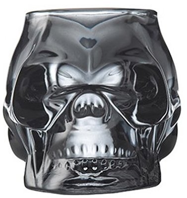 12cm Long Glass Skull Candle Holder - Smoked Grey Votive Holder/Candle ...
