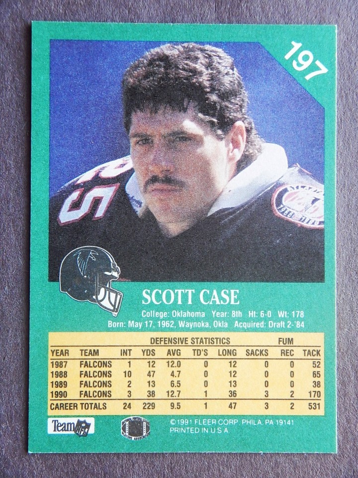 Scott Case #197 Fleer 1991 Football Card (Atlanta Falcons) VG | eBay