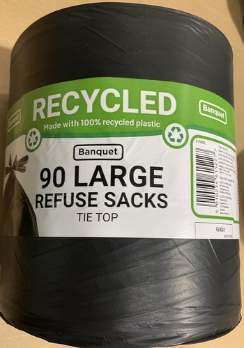 Banquet Large 29 Recycled 90 Tie Top Refuse 29gal /110 litre Bin Liner ...