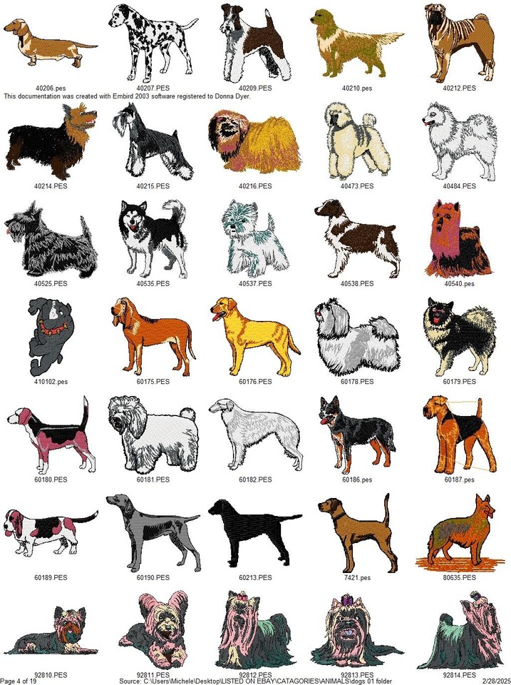 644 DOGS EMBROIDERY MACHINE DESIGNS COLLECTION PES USB DRIVE | eBay