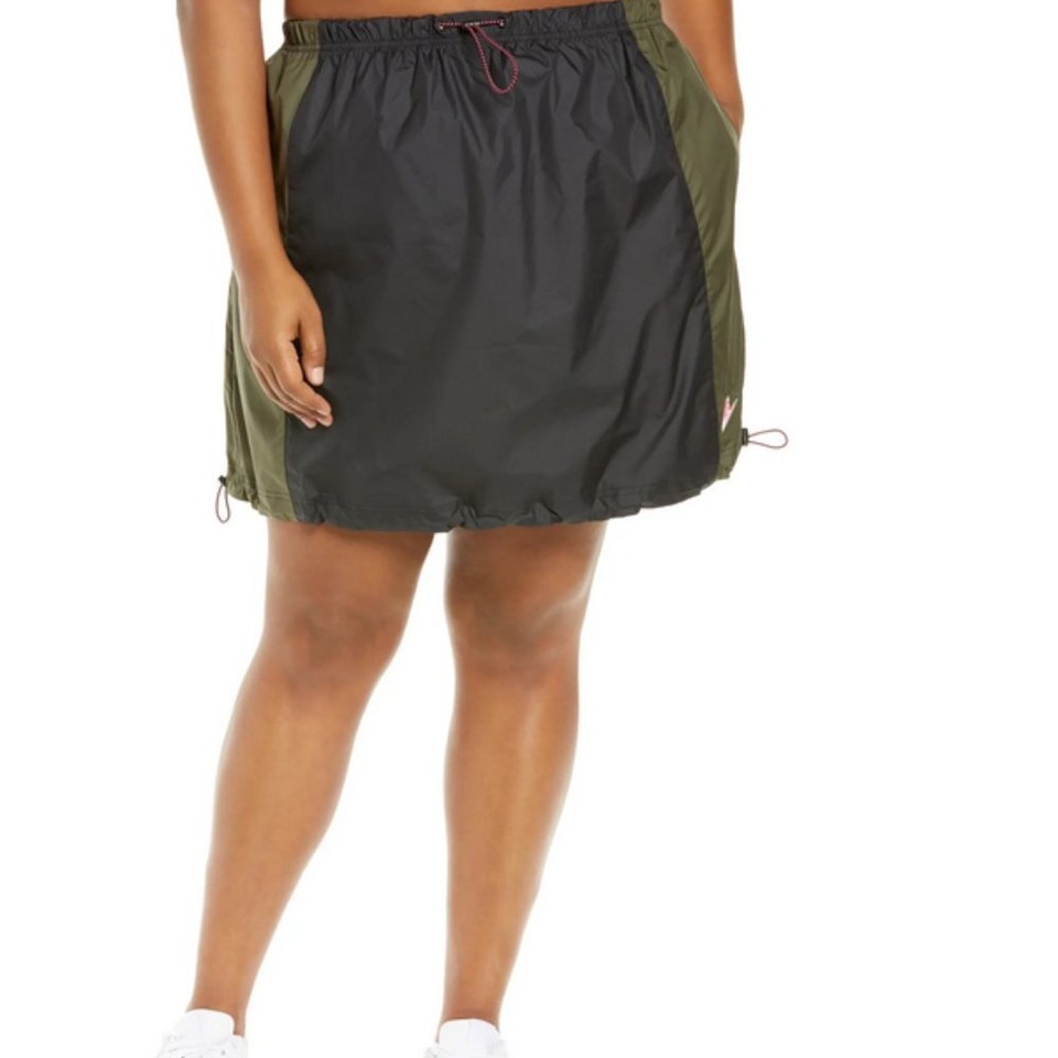NWT Nike Sportswear Icon Clash Colorblock Drawstring Skirt Black/Green ...