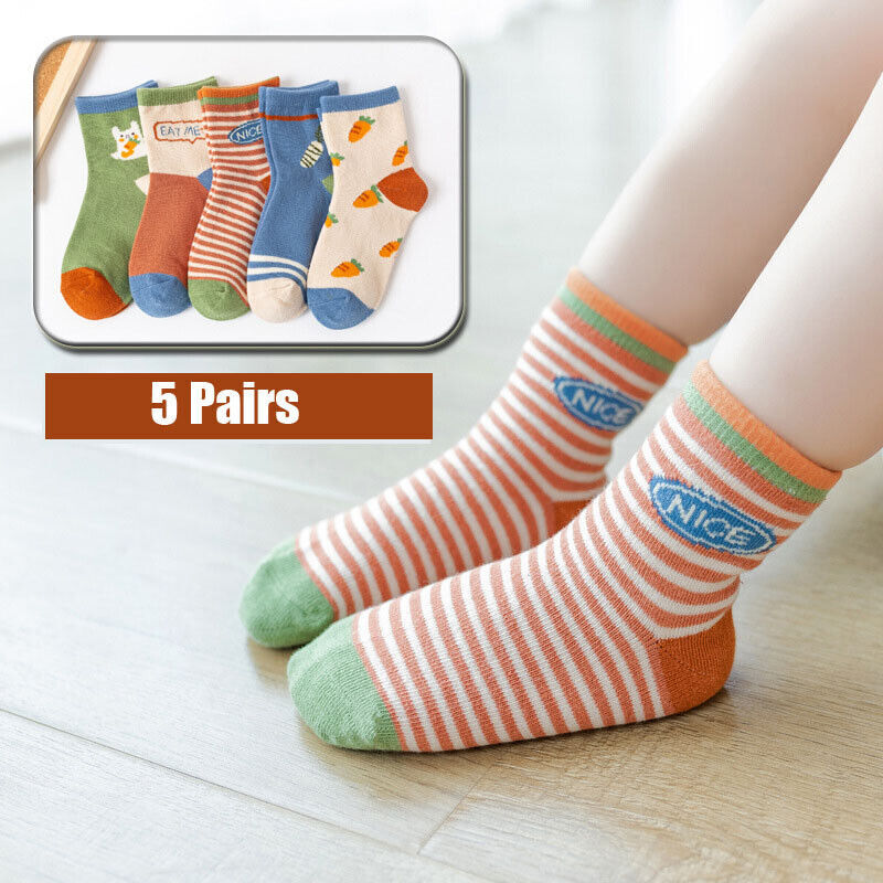 5 Pairs Kids Boys Girls Cotton Socks Short Ankle Crew Socks for ...