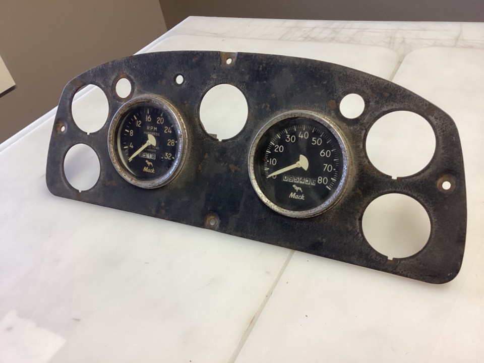 vintage Mack truck instrument cluster , early steel dash R model , DM ...