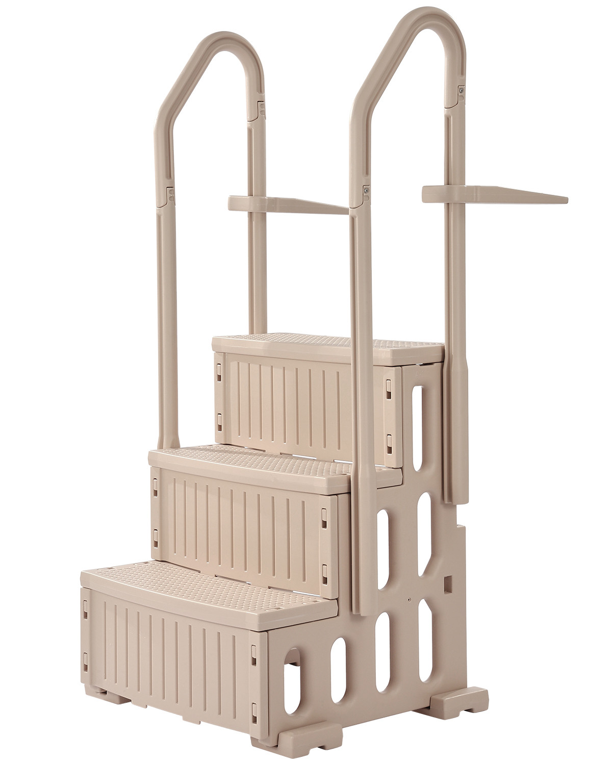Taupe 3-Step Pool Ladder Double Handrails, 400 lb, 36-48 in Pools