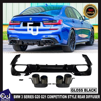 COMPETITION STYLE REAR DIFFUSER TAIL PIPE FOR BMW 3 SERIES G20 G21 QUAD ...