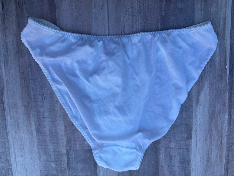 Vtg Cabernet White Satin Lace Hip French High-cut Bikini Panties Size ...