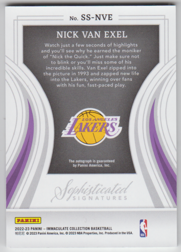 2022-23 Panini Immaculate Collection - Sophisticated Signatures Nick ...