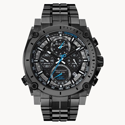 Bulova Mens Watch Precisionist 98B229 Quartz Black Dial Gunmetal ...