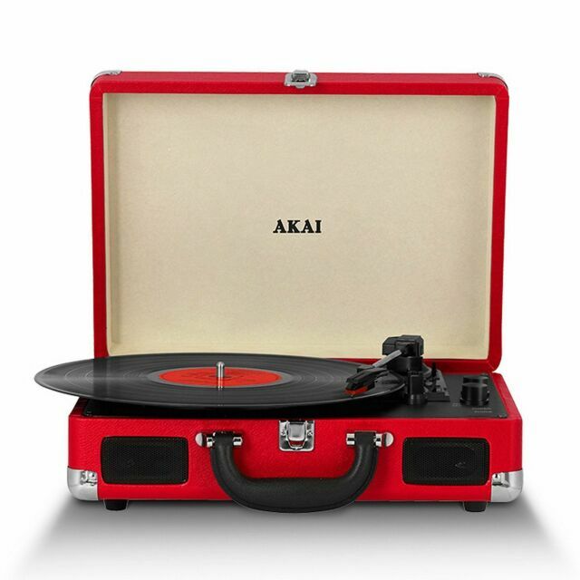 Akai A60011NR Bluetooth Rechargeable Vinyl Turntable Briefcase Style ...