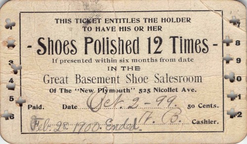 1899 Great Basement Shoe Salesroom Shoe Polished Ticket Ad Card ...