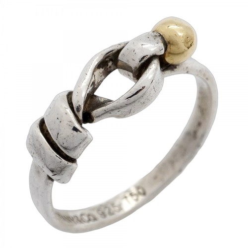 Tiffany Hook Eye Ring K18Yg YelGold Silver 925 US 7.25 Women | eBay