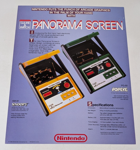 Nintendo Game & Watch Panorama Sell Sheet CES E3 Press Promo ...