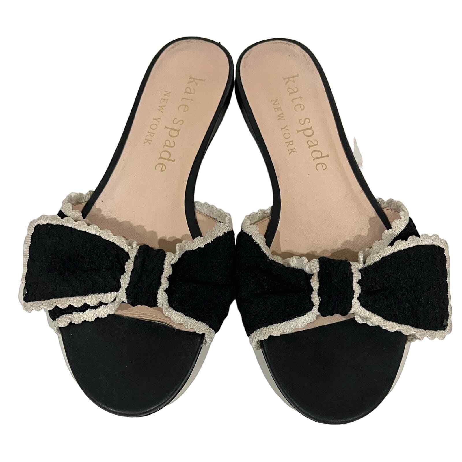 Kate Spade Tango Slides Sandals Crochet Black White B… - Gem