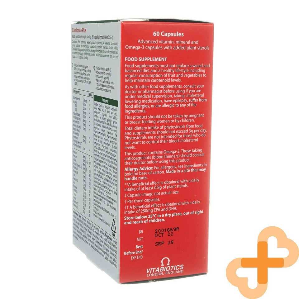 Vitabiotics Cardioace Plus 60 Capsules Cholestérol Niveaux Cœur ...