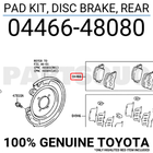 0446648080 Genuine Toyota PAD KIT, DISC BRAKE, REAR 04466-48080 | eBay