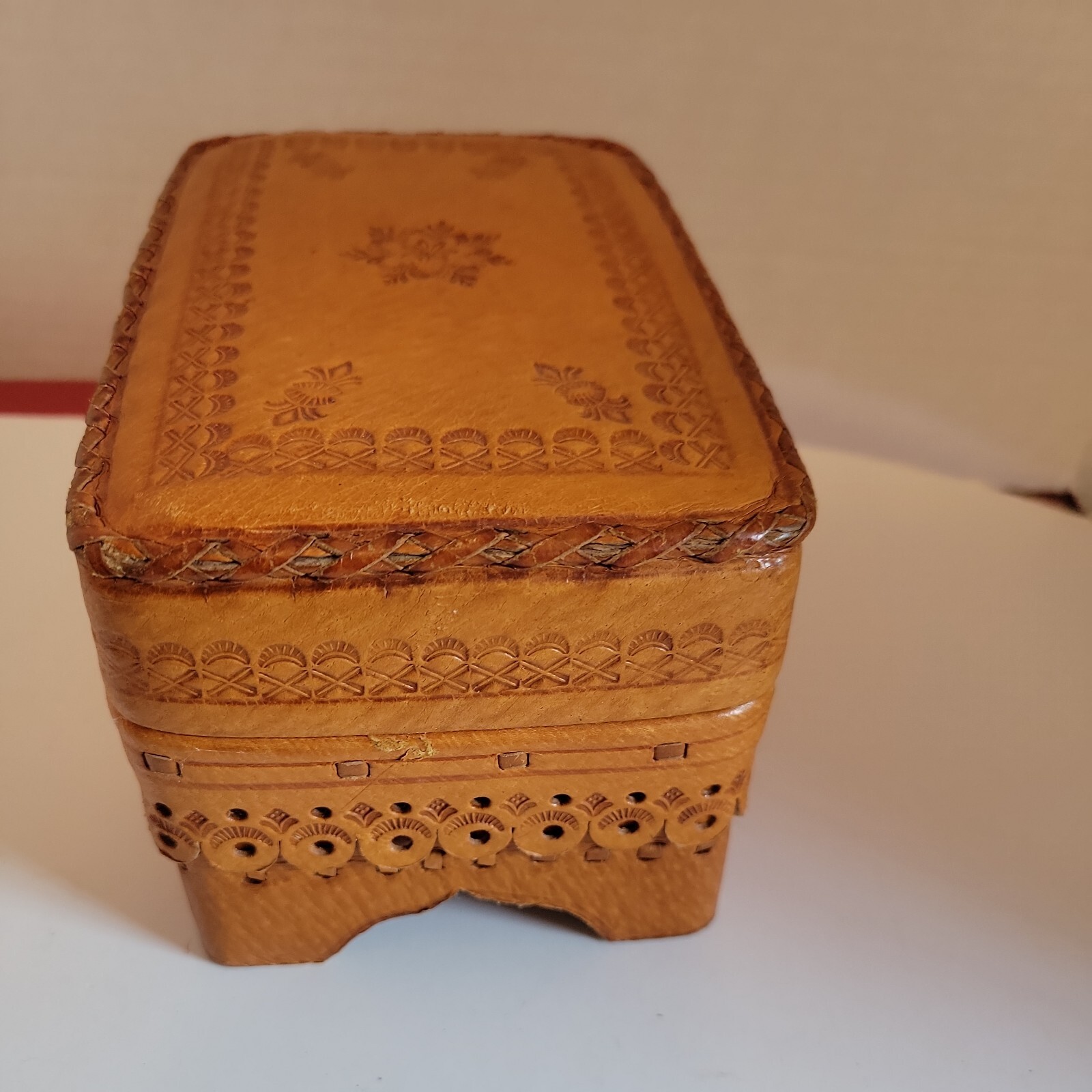 Leather handmade Vintage Antique Brown Box Hand Tooled Jewelry Case for ...
