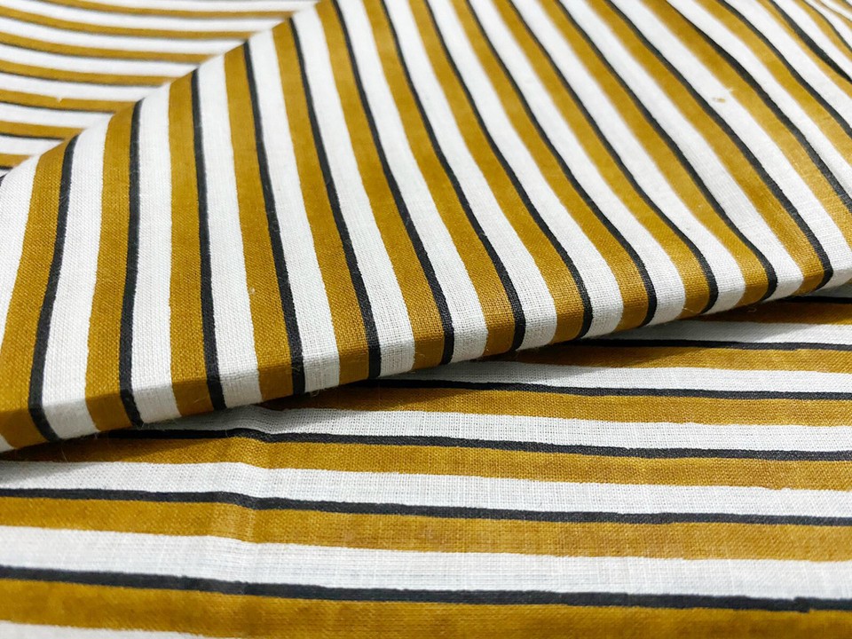 Striped Print Cotton Brown Handmade Fabric Indian Dress fabric 3 Yards ...
