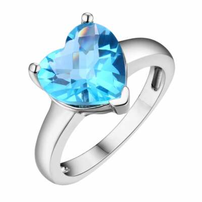 R0190S Mt St Helens Swiss Blue Helenite Heart Cut Sterling Silver Ring ...