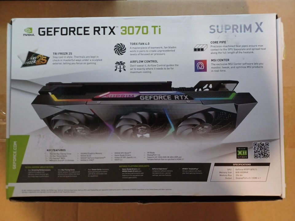MSI SUPRIMX NVIDIA GeForce RTX 3070 TI Empty Box | eBay