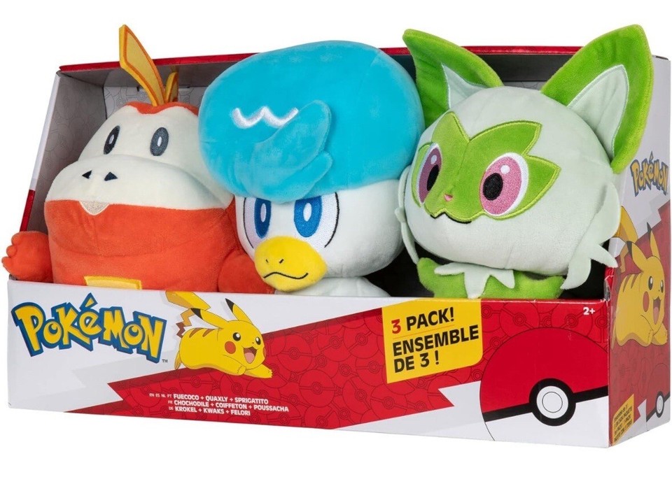 Pokemon Paldea First Partner Plush 3 Pack - Fuecoco, Quaxly ...