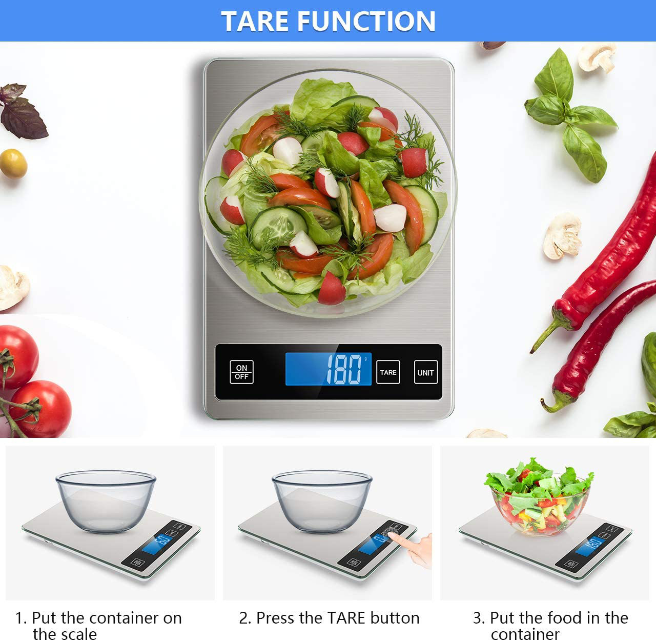 Nicewell Food Scale, 22lb Digital Kitchen Scale Weight Grams and oz for ...