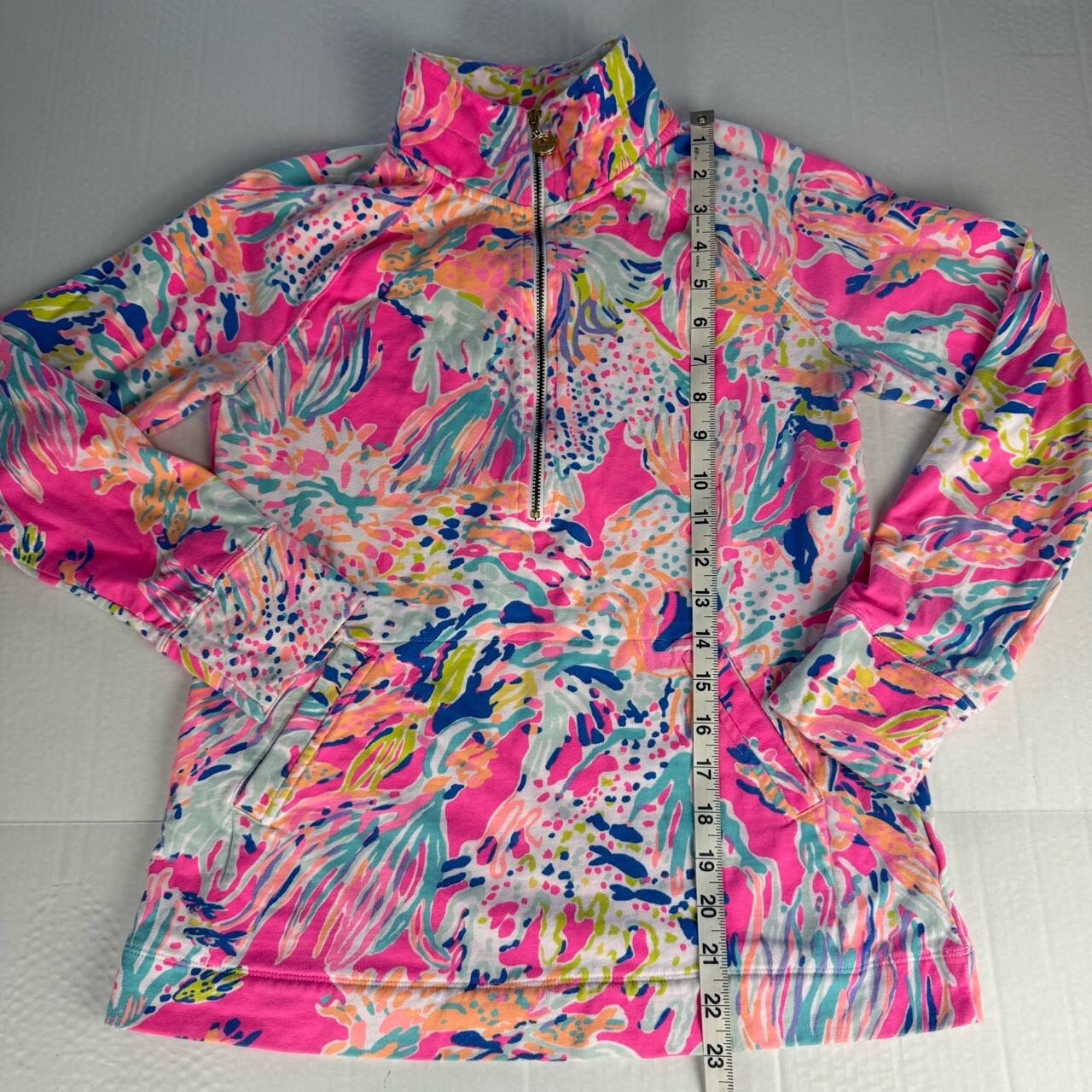 Lilly Pulitzer Pink Blue Tiki Pink Sunken Treasure Half Zip Popover ...
