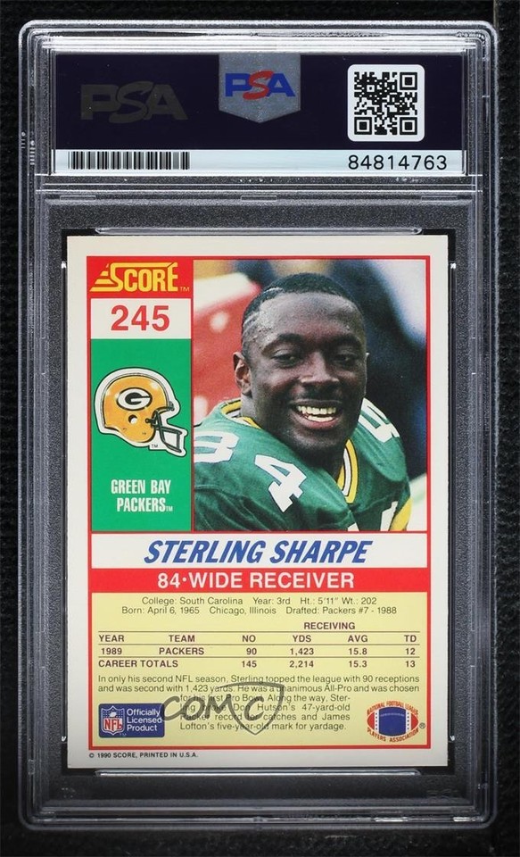 PSA/DNA 1990 Score Sterling Sharpe #245 PSA/DNA Authentic Card & Auto ...