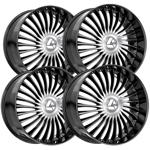 (Set of 4) Azara AZX-103 20x8.5 5x108/5x4.5" +35mm Black/Machined ...
