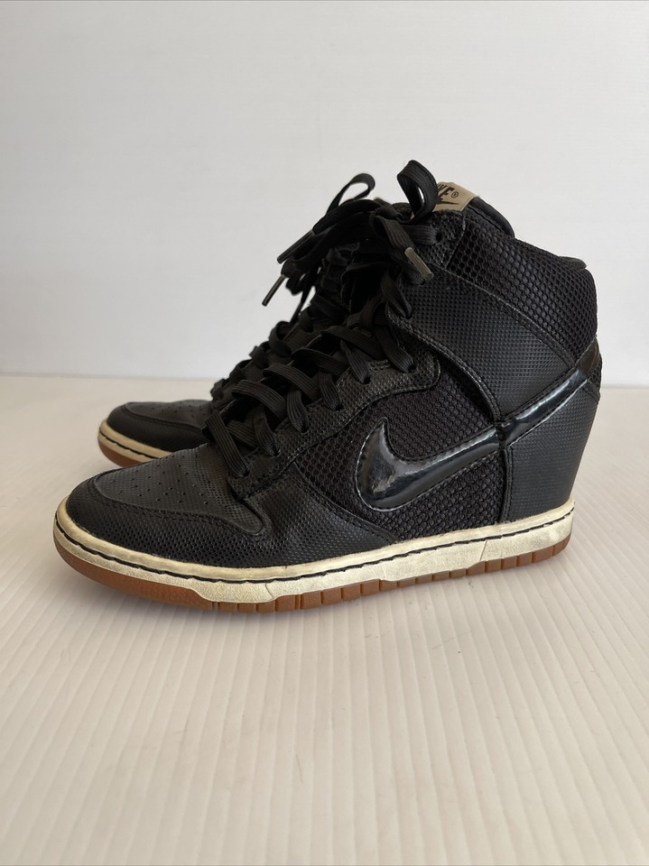 Nike Dunk Sky Hi Essential Hidden Wedge Sneaker 579763-001- Black Sail ...