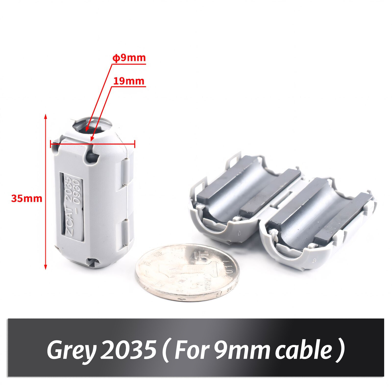 Clip-On Ferrite Ring Core Noise Suppressor EMI RFI Clip Cable Black ...