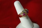 NEW!! LADY'S SOLID 14K TWO TONE GENUINE CABACHON RUBY AND DIAMOND DOME ...