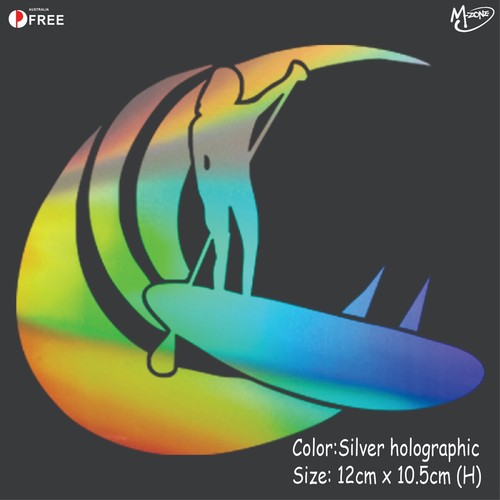 Girl SUP Surf On Paddle Board Sticker Car Decal-Silver Gloss ...