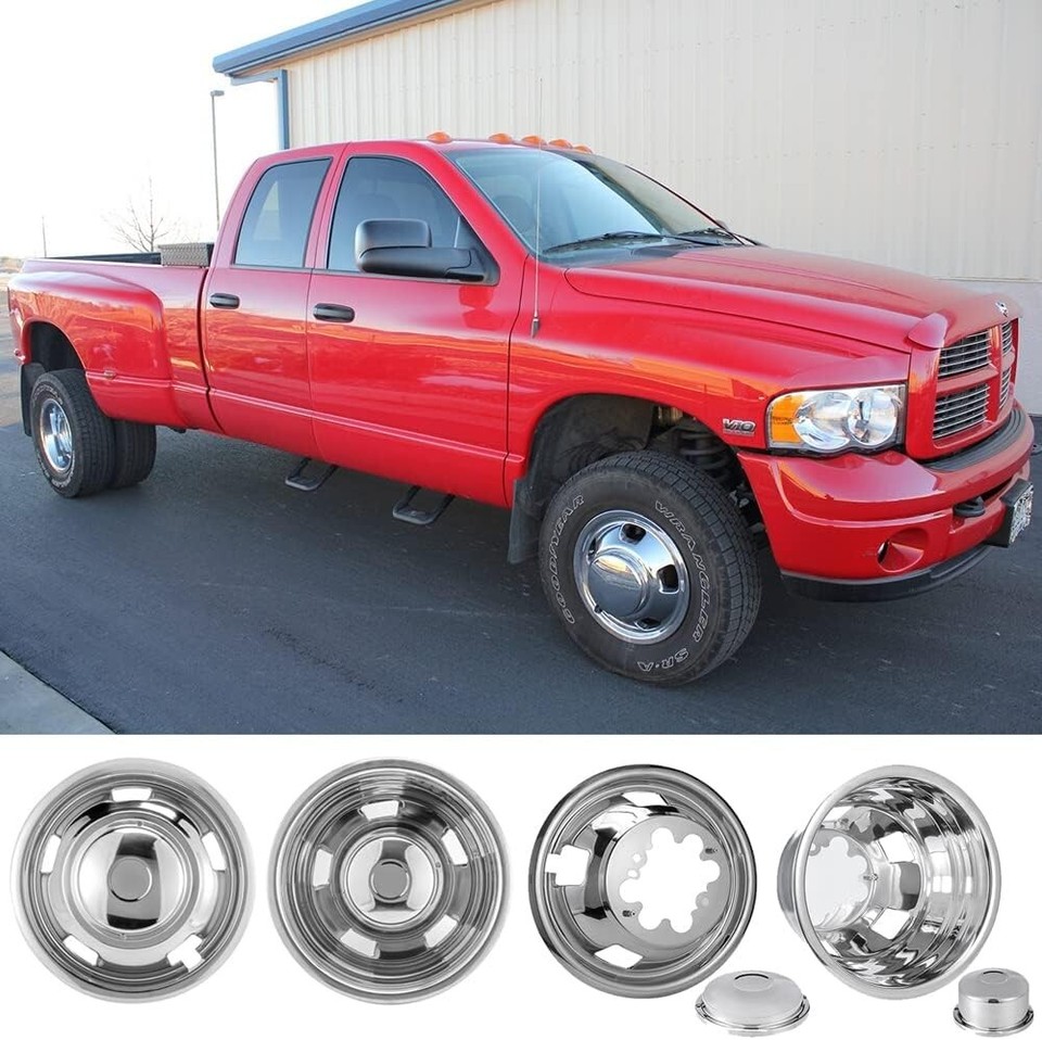 4 fits DODGE RAM 3500 2003-2025 17" Dually Wheel Simulators Dual Skins ...