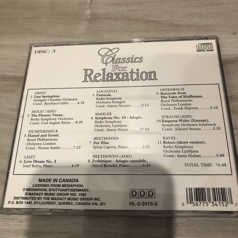 Classics For Relaxation - Disc 1 - Music CD - - - Madacy Entertainment ...