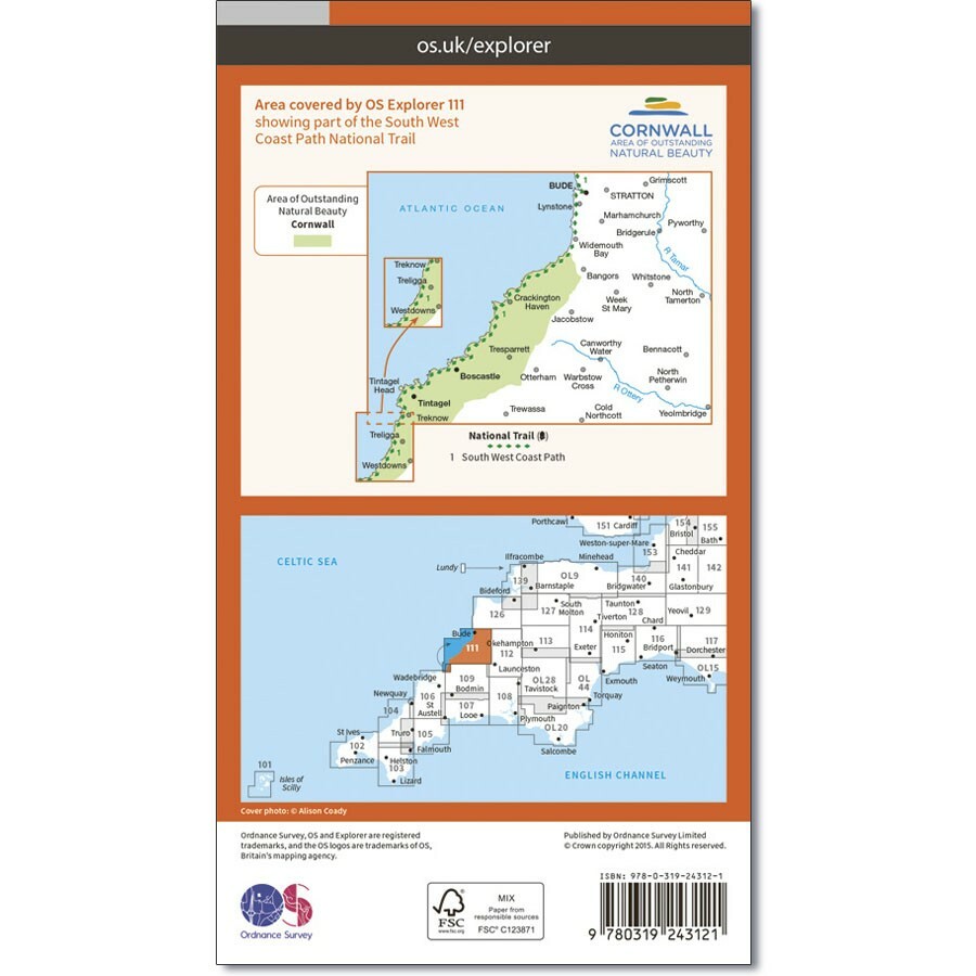 Ordnance Survey OS Explorer Cornwall Map with Mobile Download - TRACKED ...