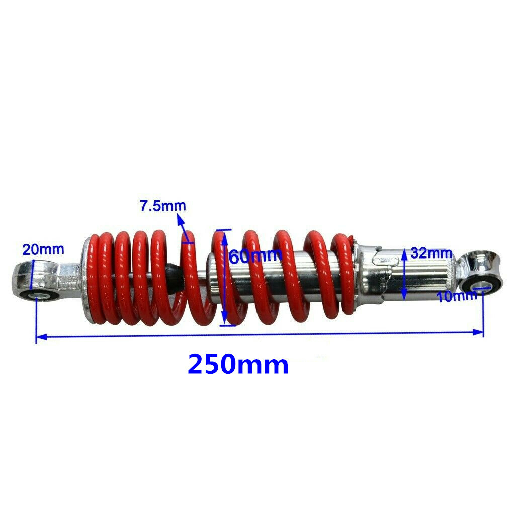 2x 250mm 10" Rear Shock Absorbers 400LB 50 110cc 70 Dirt Bike ATV Go ...