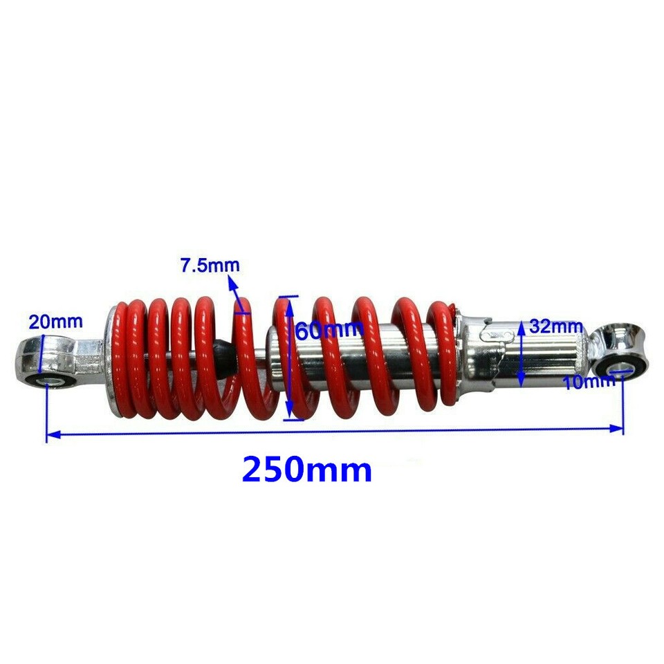 2x 250mm 10" Rear Shock Absorbers 400LB 50 110cc 70 Dirt Bike ATV Go ...