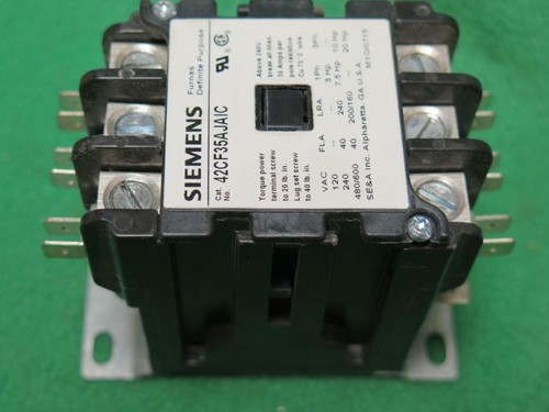 SIEMENS 42CF35AJAIC DEFINITE PURPOSE MAGNETIC CONTACTOR 3 POLE 40 AMP ...
