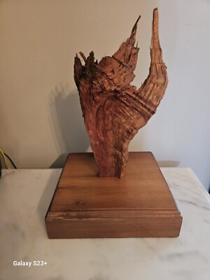 Vintage Natural Carved Driftwood Sculpture on Pinewood Base Sculpture ...