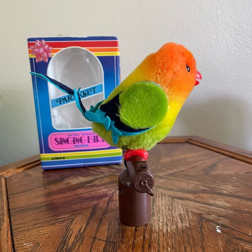 Vintage Singing Bird Parakeet colorful Battery Operated | eBay