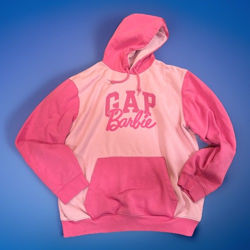 Gap Barbie Hoodie Womens Size Large Pink Sweatshirt Mattel Logo Fleece ...