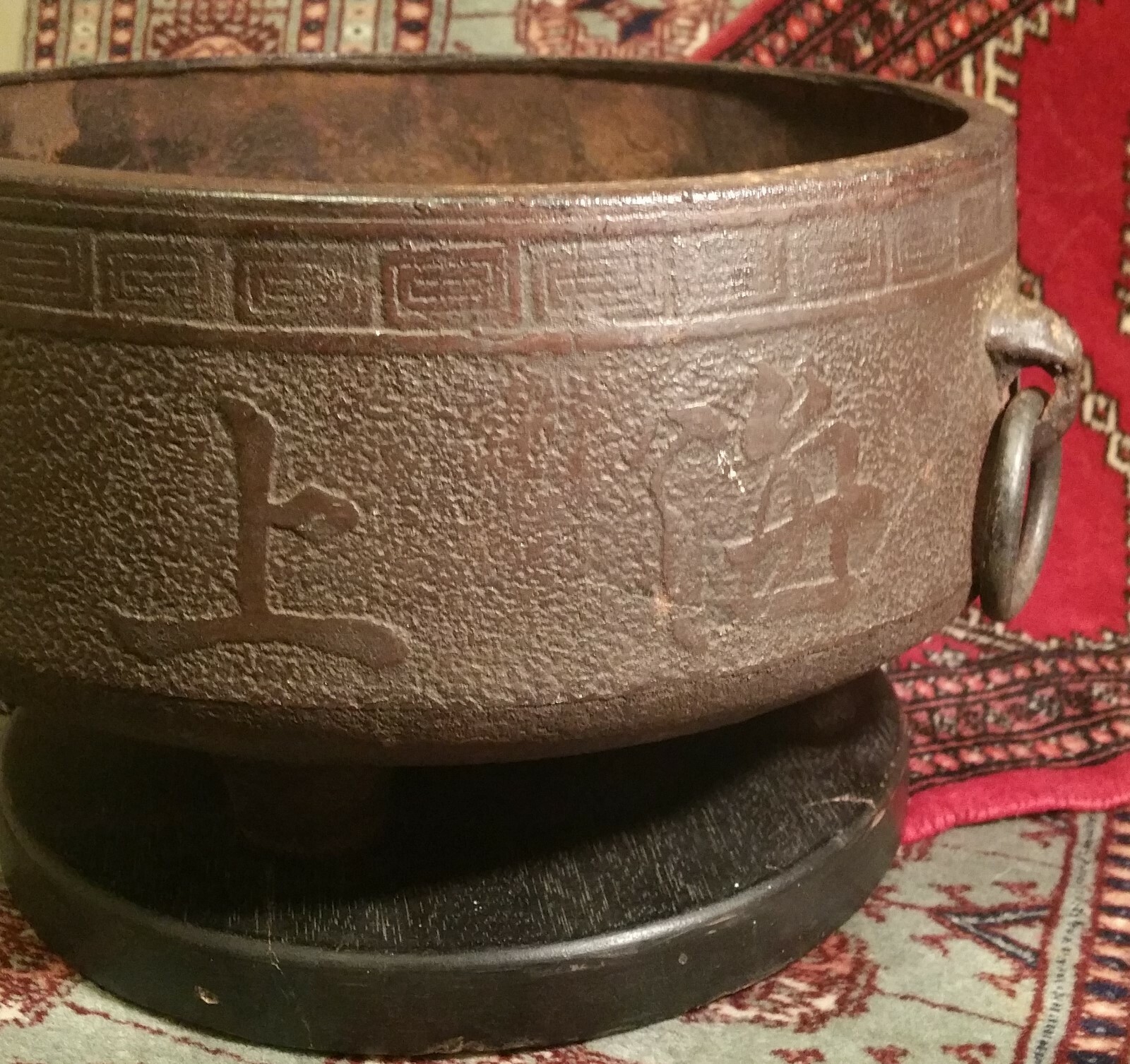 1800s antique japanese censer vtg cast iron hibachi brazier camp fire ...